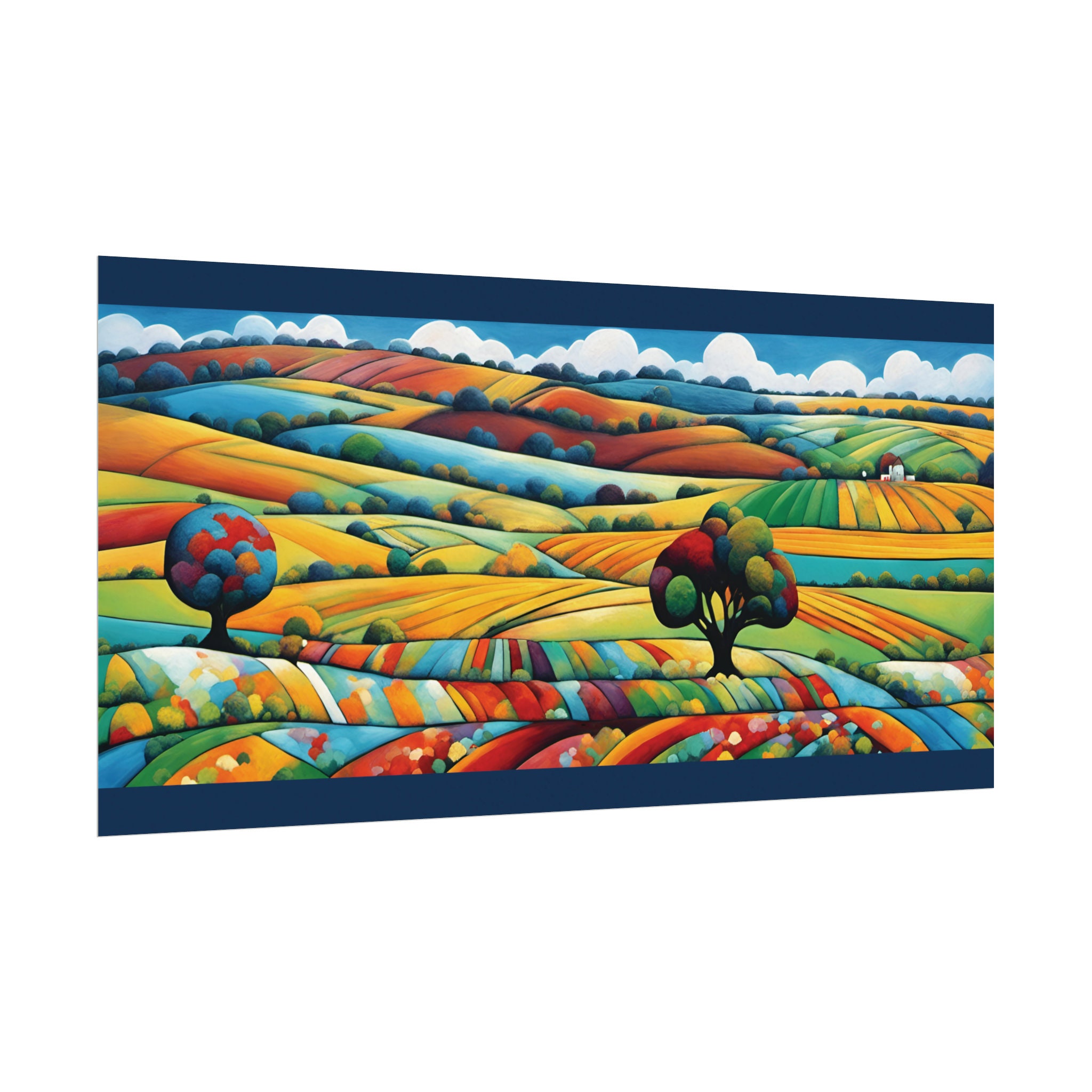Pastoral Landscape Panorama 2, Modern Landscape Art Poster, Watercolour ...