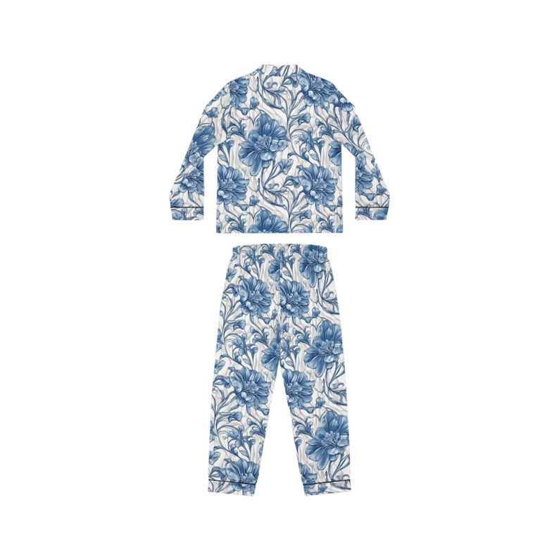 Blue & White Flowers Women's Satin Pajamas (AOP) - Etsy