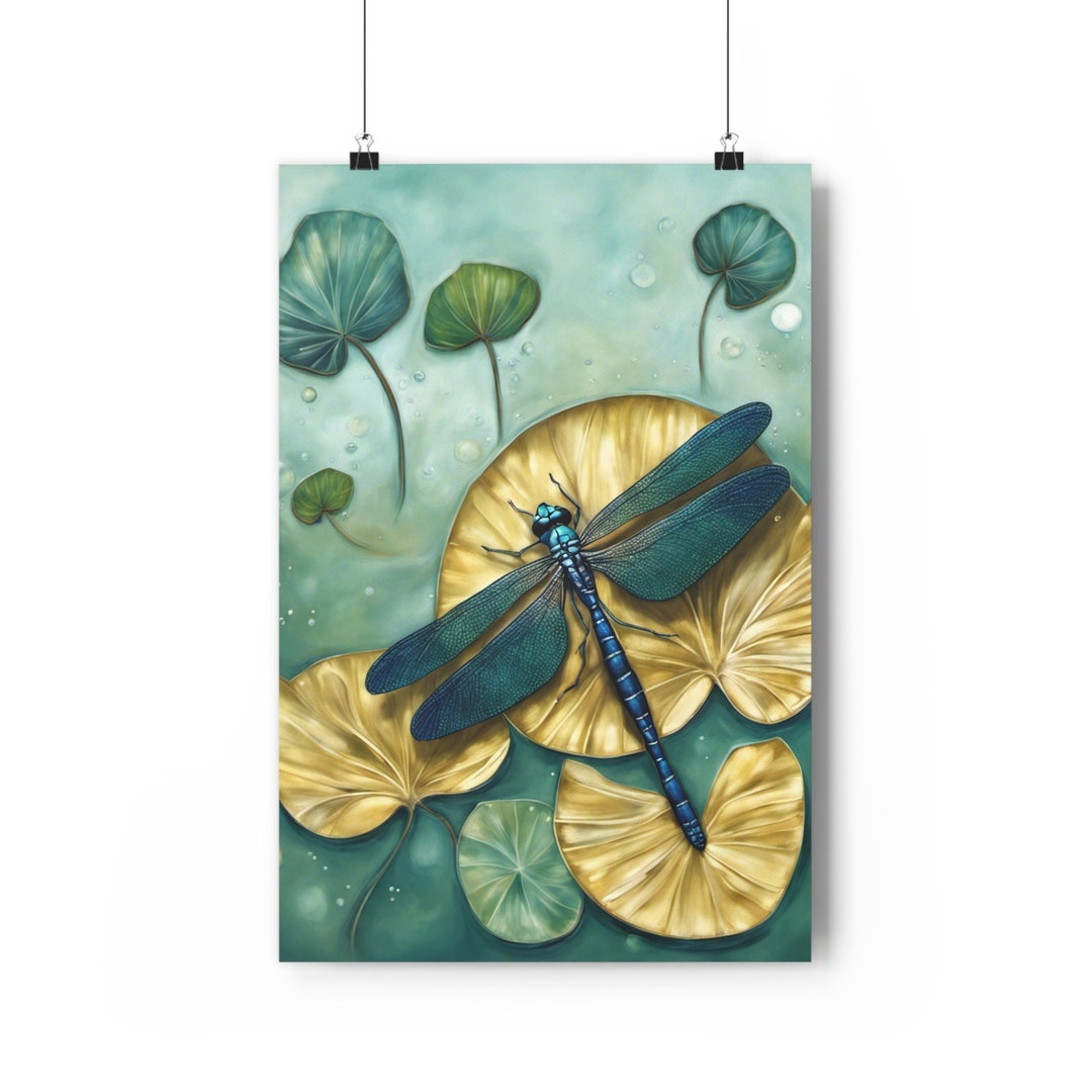 Teal Blue Dragonfly Giclée Art Print - Etsy
