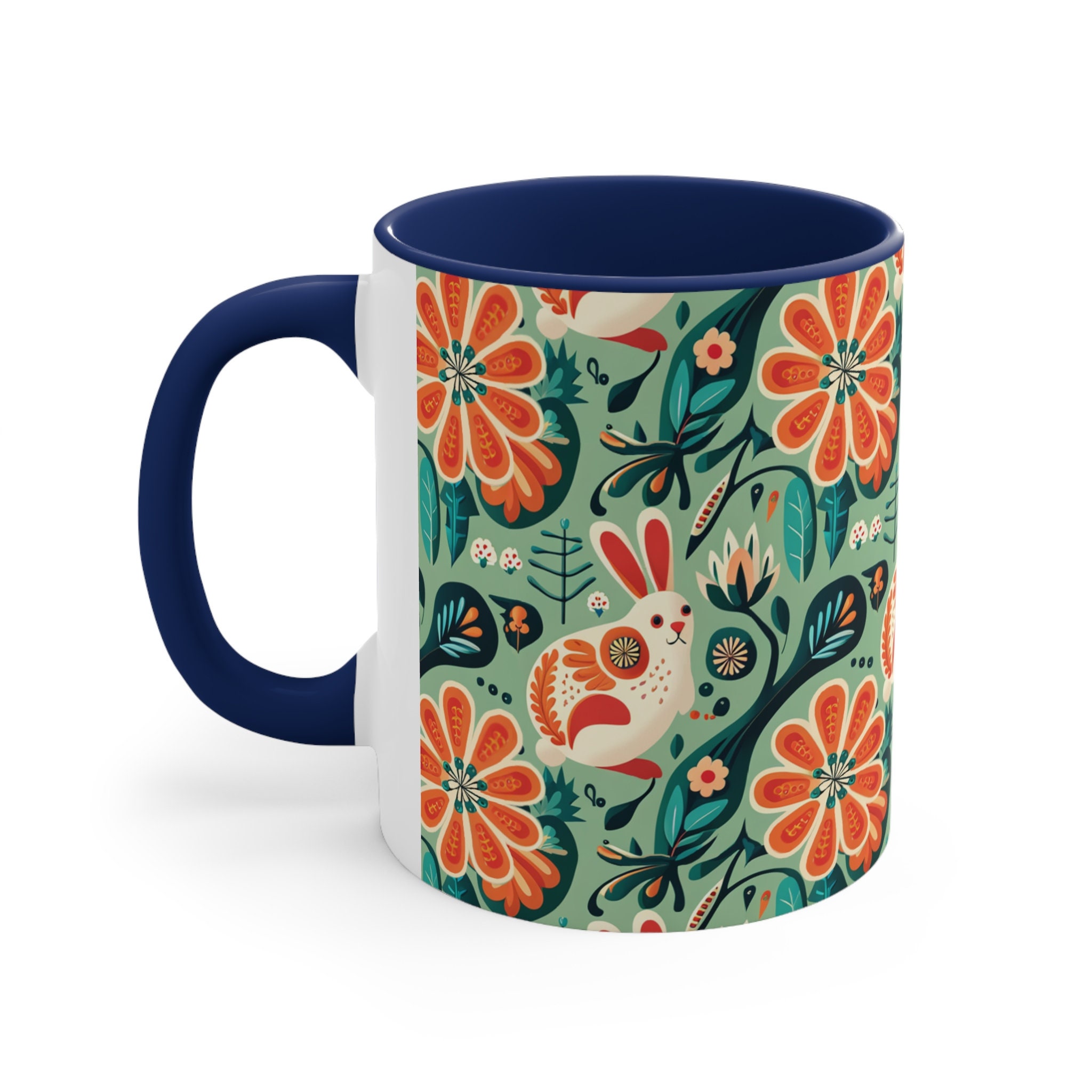 Fat White Folk Art Bunny Rabbit Coffee Mug 11oz - Etsy