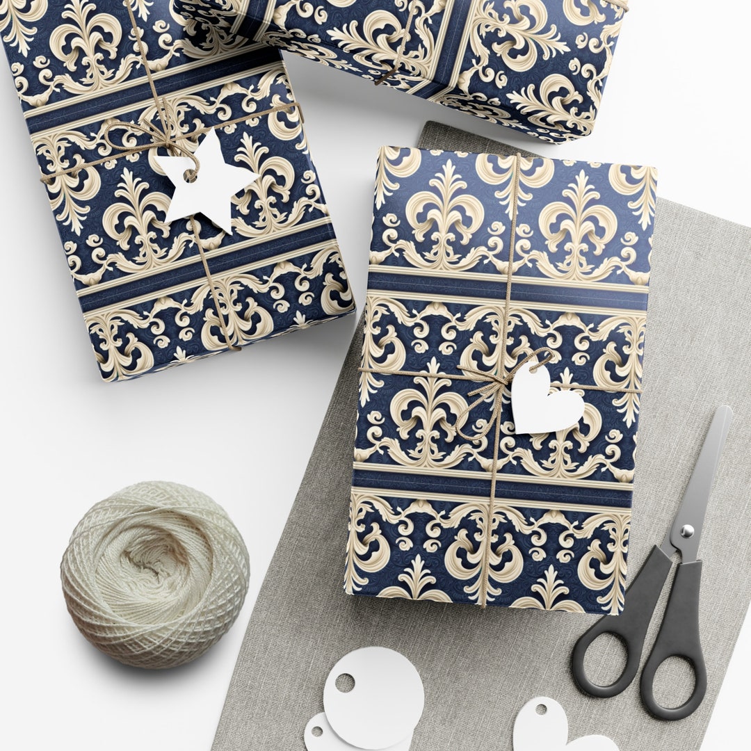 Indigo Antefixae Gift Wrap Papers - Etsy
