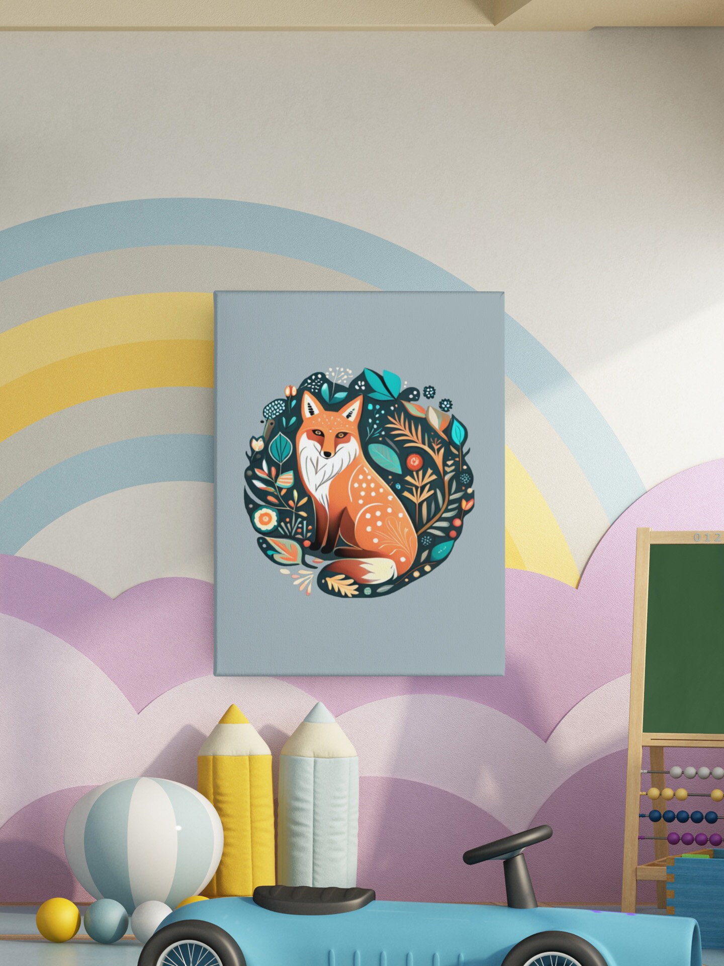 Folk Art Fox Wreath, Digital Download, Printable Art. - Etsy