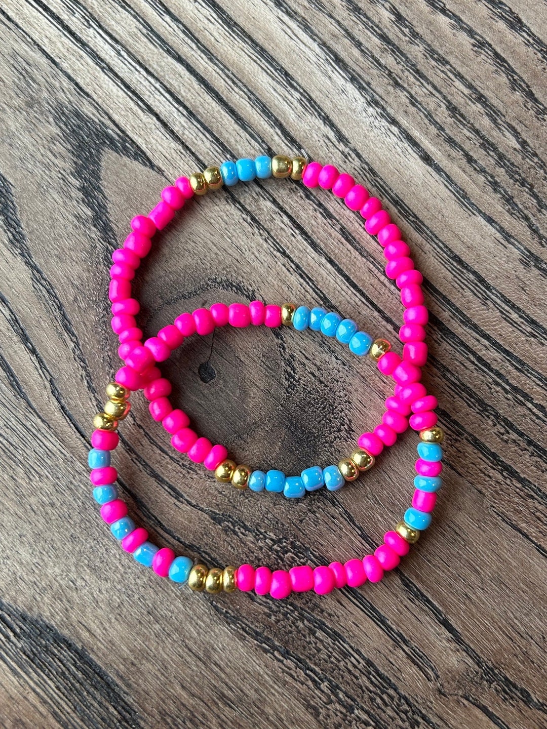 Pink and Blue Bracelet Set - Etsy