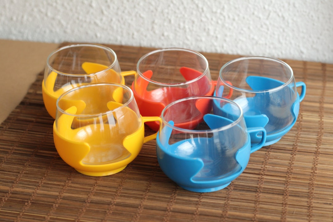 Vintage Cup Set, Retro Cup Set, Glass Cup Set, Vintage Plastic Cup Set ...