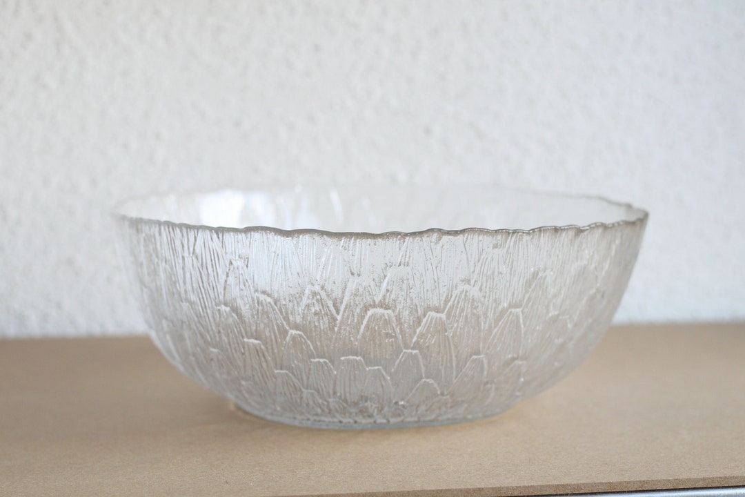 Large Vintage Clear Glass Bowl, Vintage Large Fruit Bowl, Vintage ...