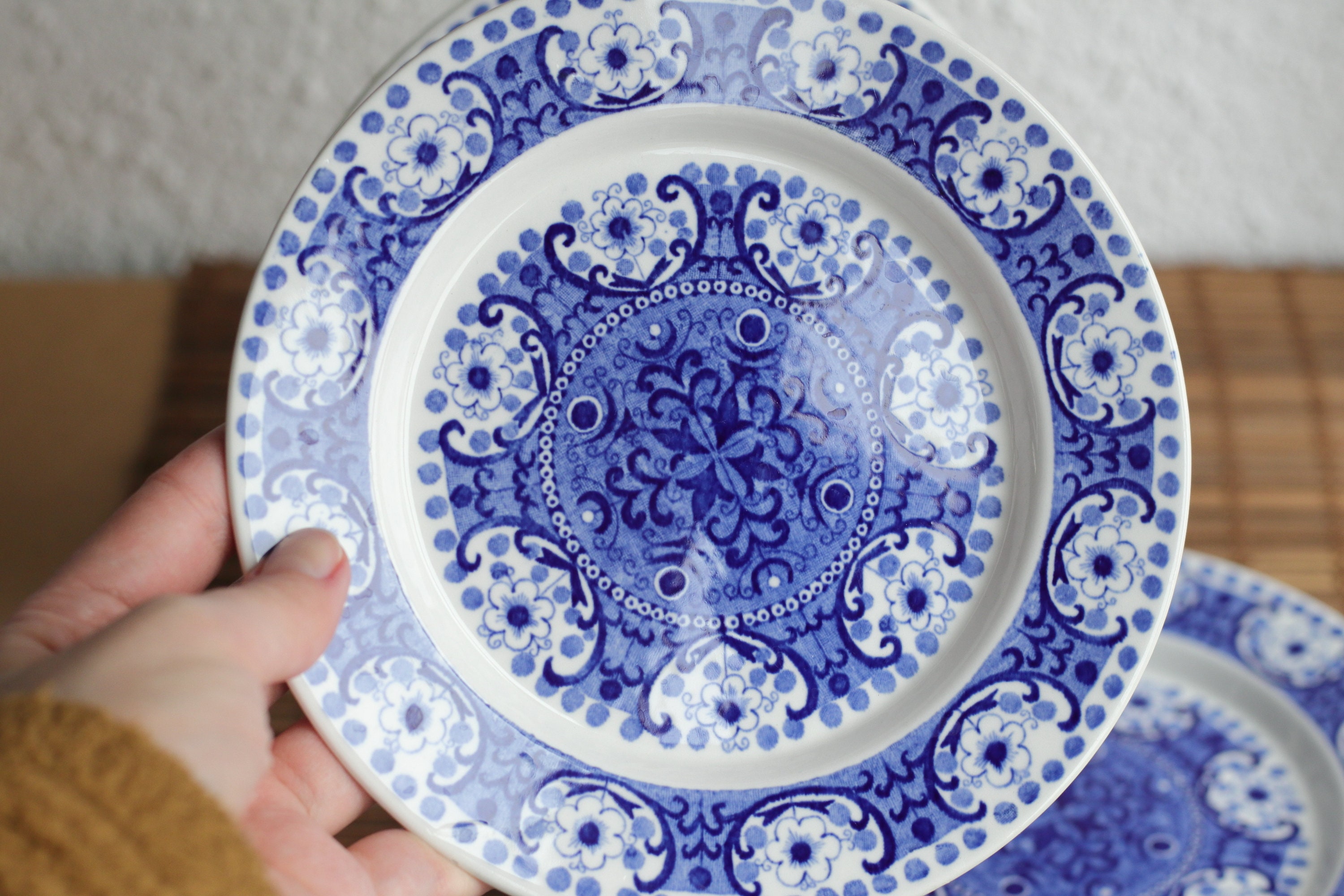 Vintage Arabia Finland Plate Set: Blue Floral Scandinavian Design - Etsy