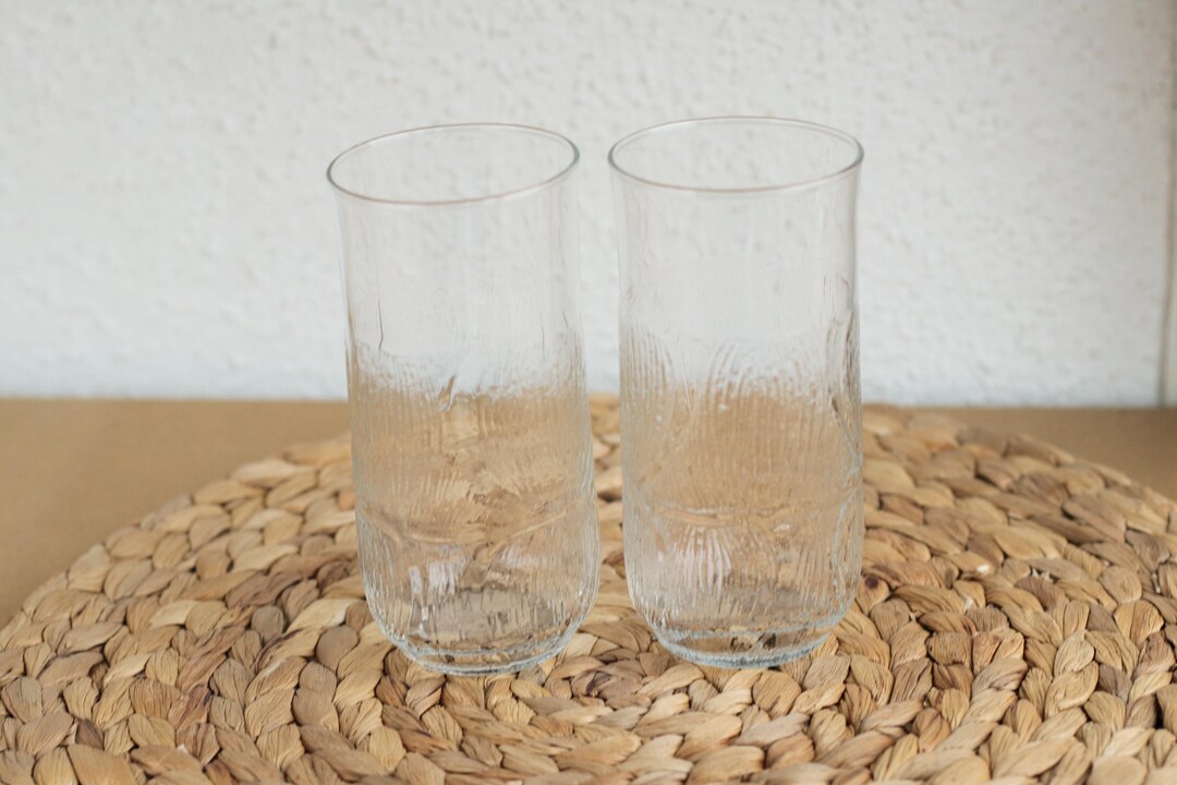Set of 2 Fleur Tall Glass Set, Vintage Arcoroc Fleur Glass Set, Vintage ...