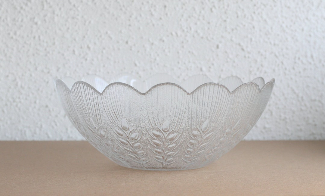 Vintage Wheat Design Glass Bowl, Vintage Arcoroc Wheat Glass Bowl ...