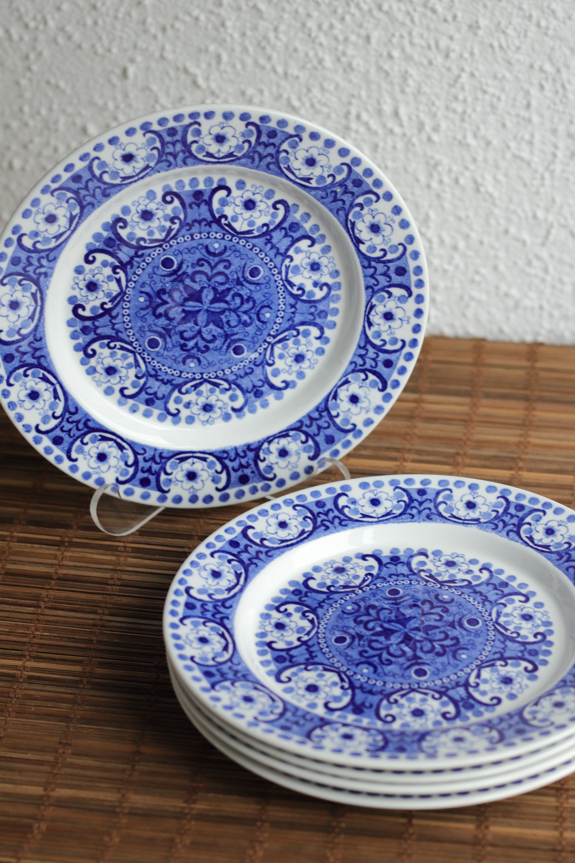 Vintage Arabia Finland Plate Set: Blue Floral Scandinavian Design - Etsy