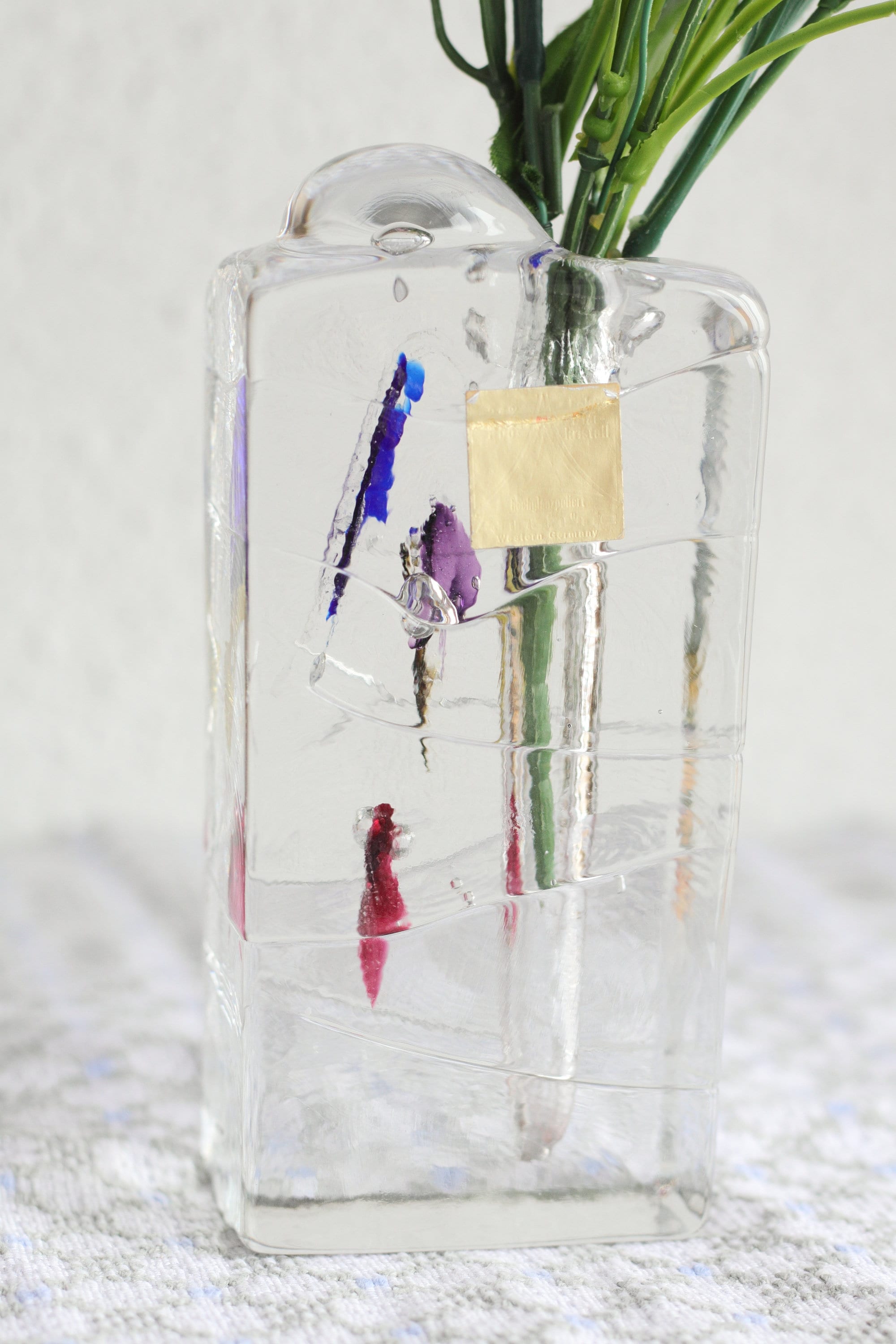 Vintage Block Glass Vase Single Flower Vase Mid-century - Etsy