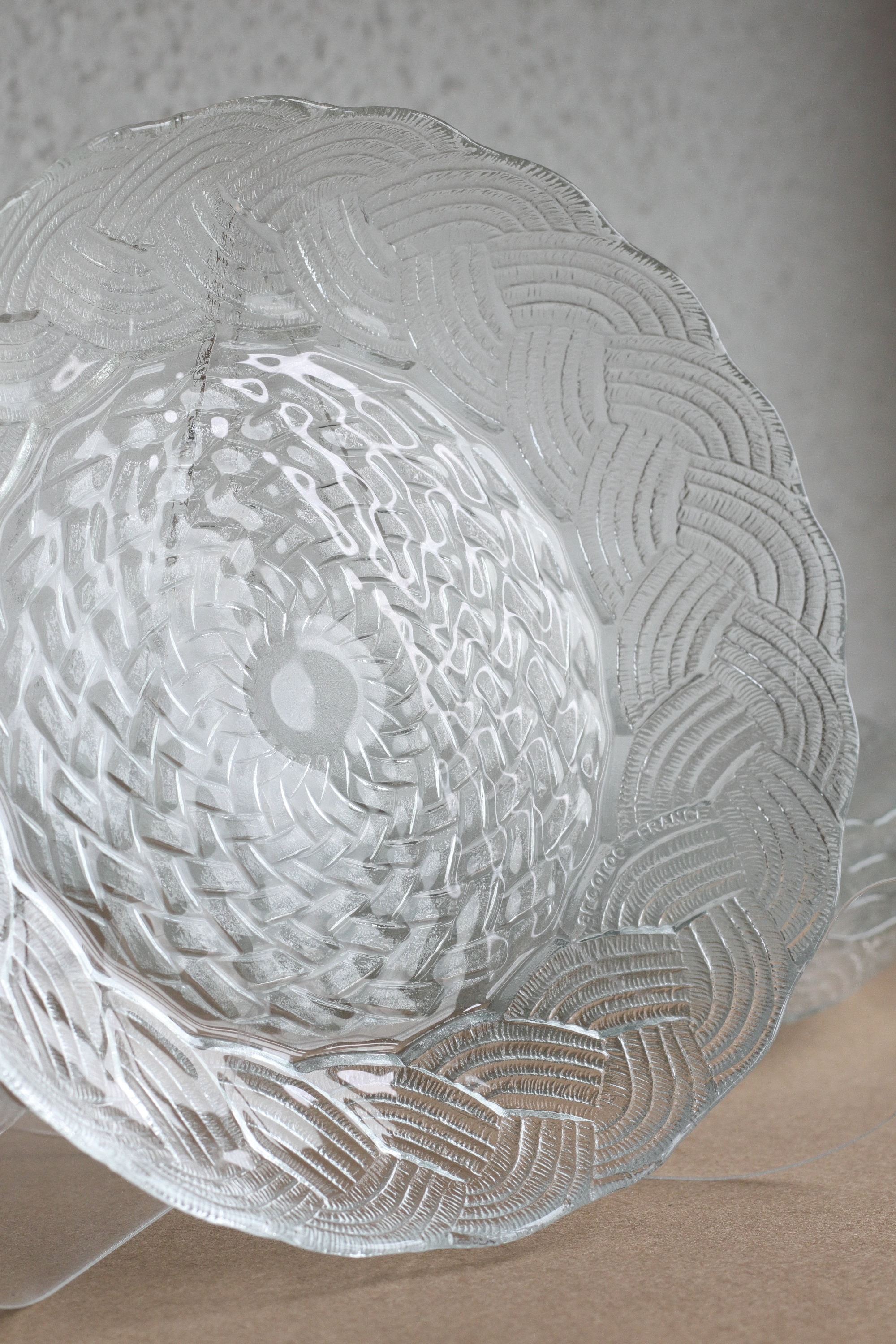 Vintage Textured Glass Plate, Vintage Arcoroc Glass Plate, Clear Glass ...