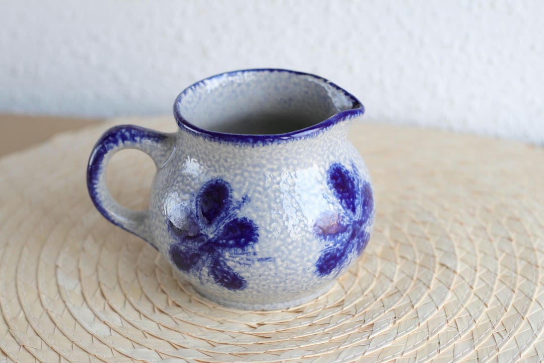 Vintage Blue Pitcher, Blue Salt Glazed Pitcher, Vintage Salt Glaze ...