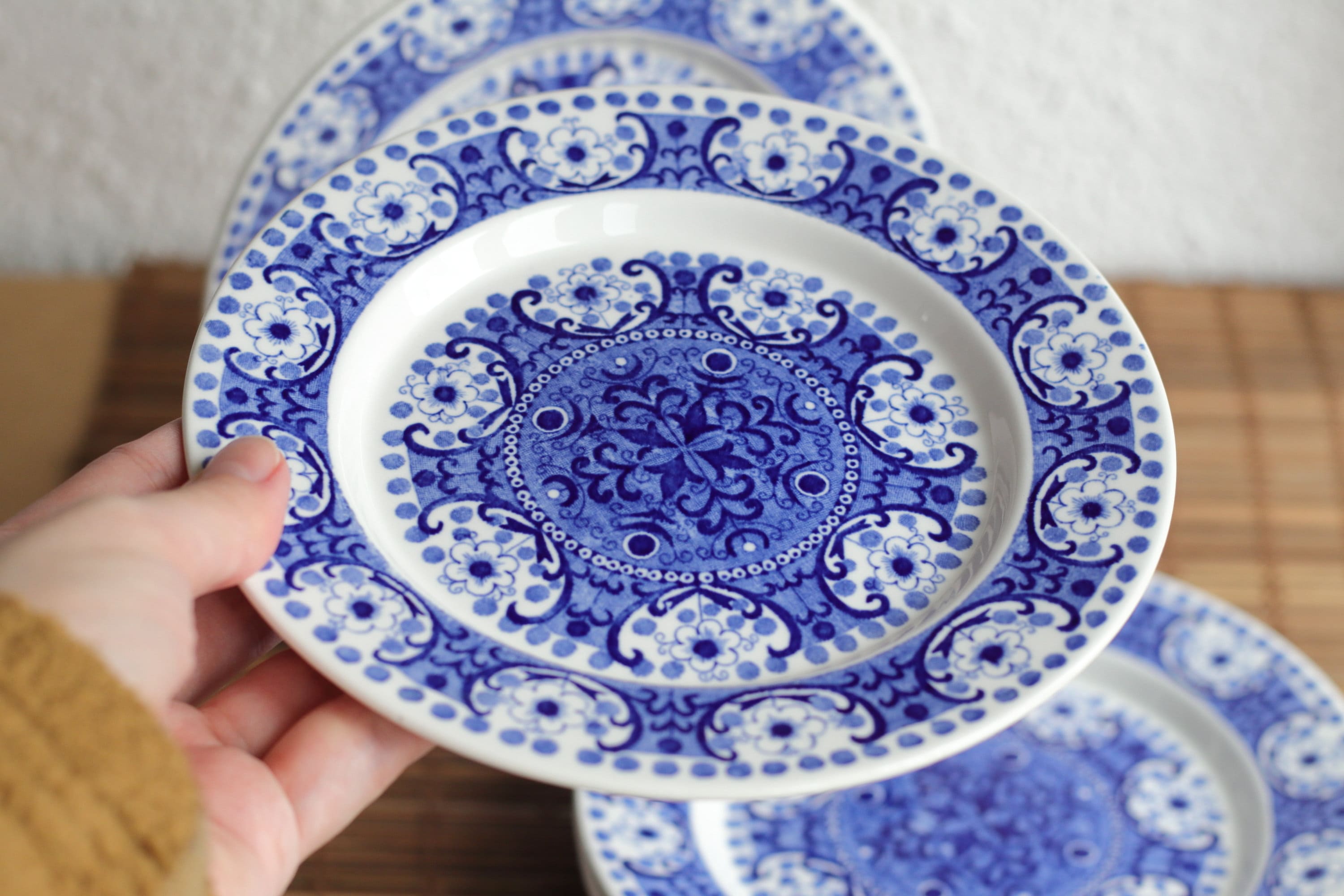 Set of 5, Vintage Arabia of Finland, ALI Series Plate, Blue White Plate ...