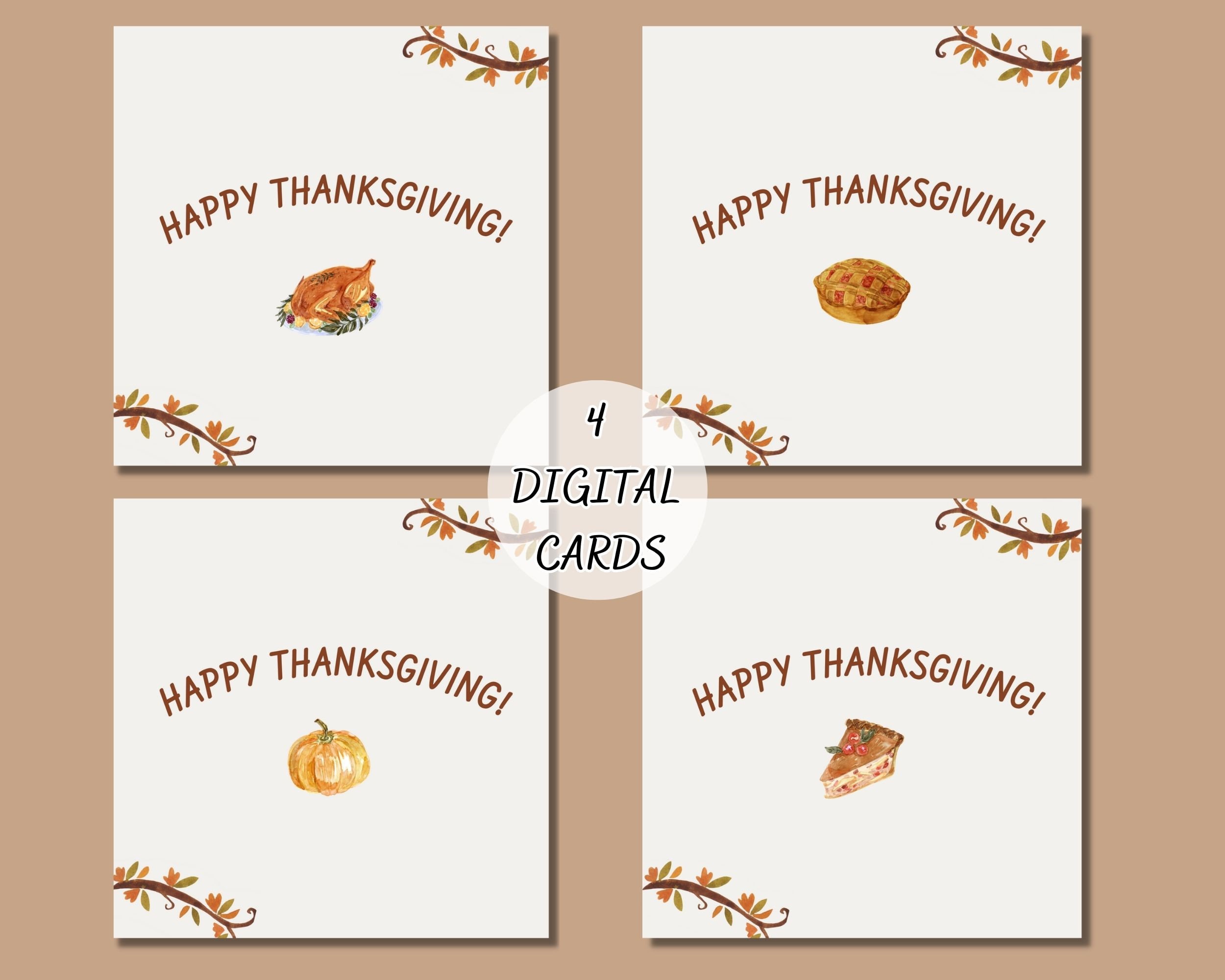 Happy Thanksgiving Cards Digital Happy Thanksgiving Cards Printable 4 ...