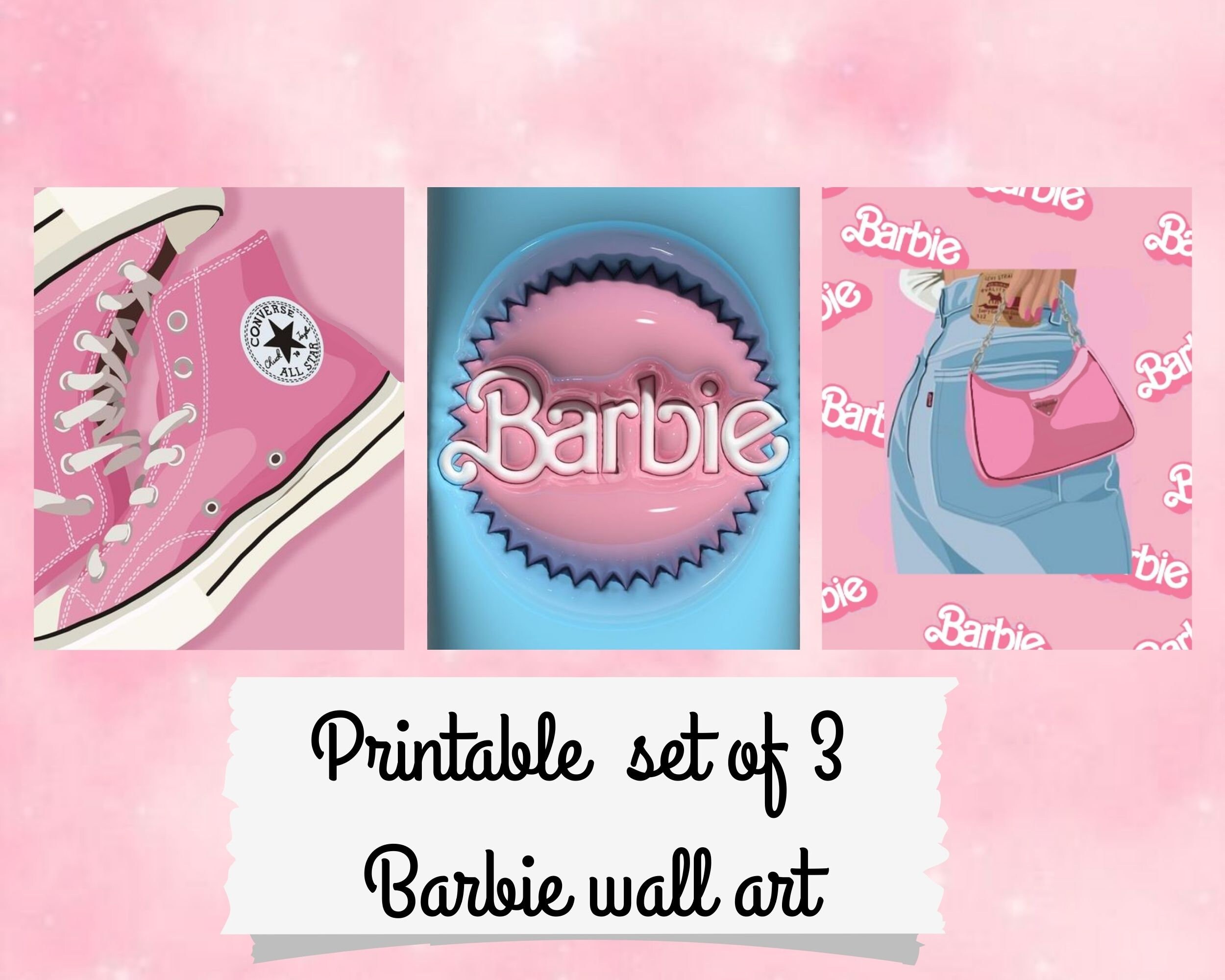 Barbie Wall Art Barbie Set of 3 Wall Art Pink Barbie Wall Art Printable ...