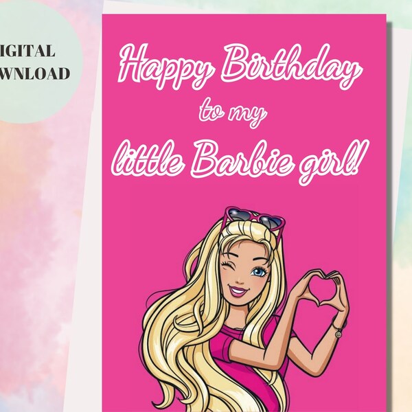Barbie Birthday Card for Girls - Etsy