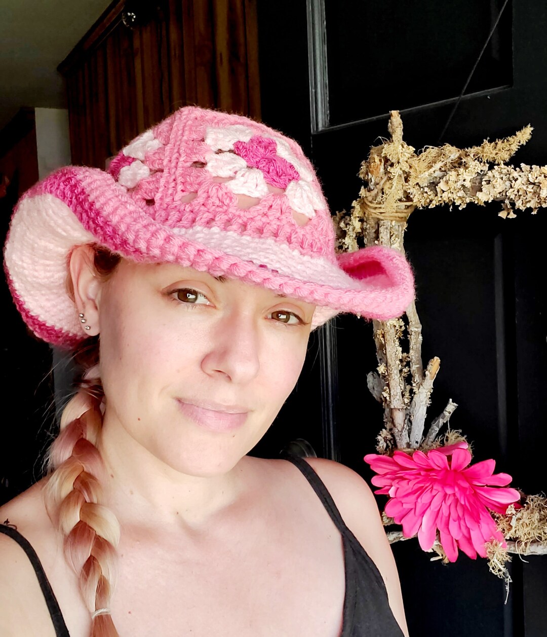 Crochet Cowboy Hat Granny Square Handmade Barbie Pink - Etsy