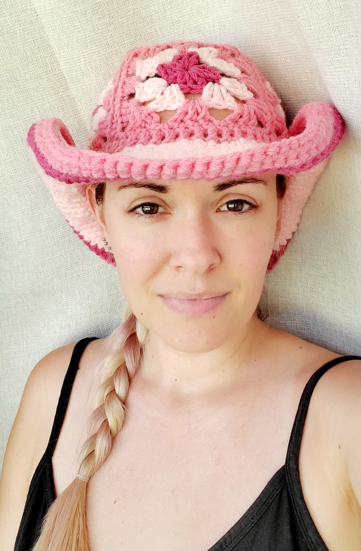 Crochet Cowboy Hat Granny Square Handmade Barbie Pink - Etsy