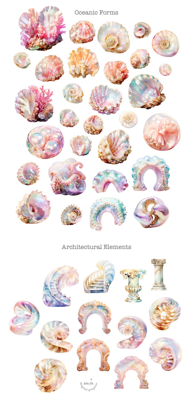 Ocean Clipart Bundle Digital Download, Summer Tropical Images, Marine ...