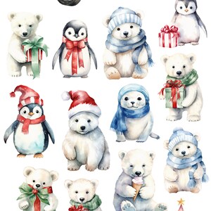 Polar Christmas Clipart Png Digital Download, Watercolor Winter ...