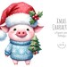 Cute Christmas Pig Clipart Png Digital Download, Rural Christmas, Farm ...