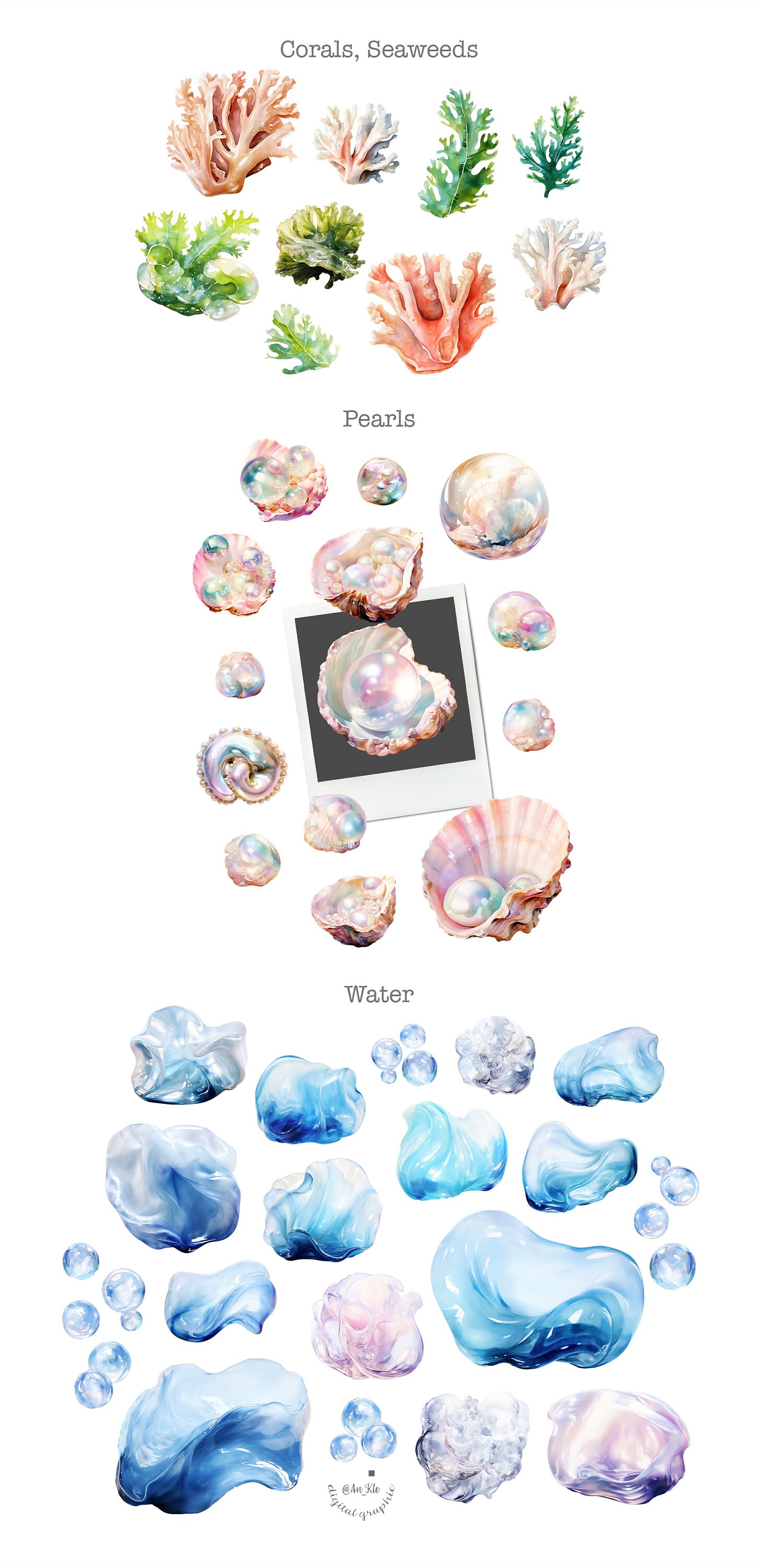 Ocean Clipart Bundle Digital Download, Summer Tropical Images, Marine ...