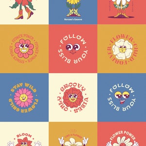 Flower Power Mascot Clipart Collection, Retro Groovy Mascot Creation ...
