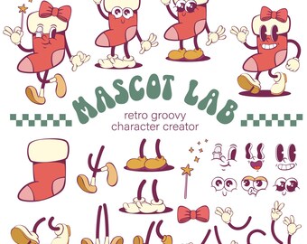 Retro Groovy TV Mascot Creation Kit Eps, Png, Mascot Parts, Vintage TV ...