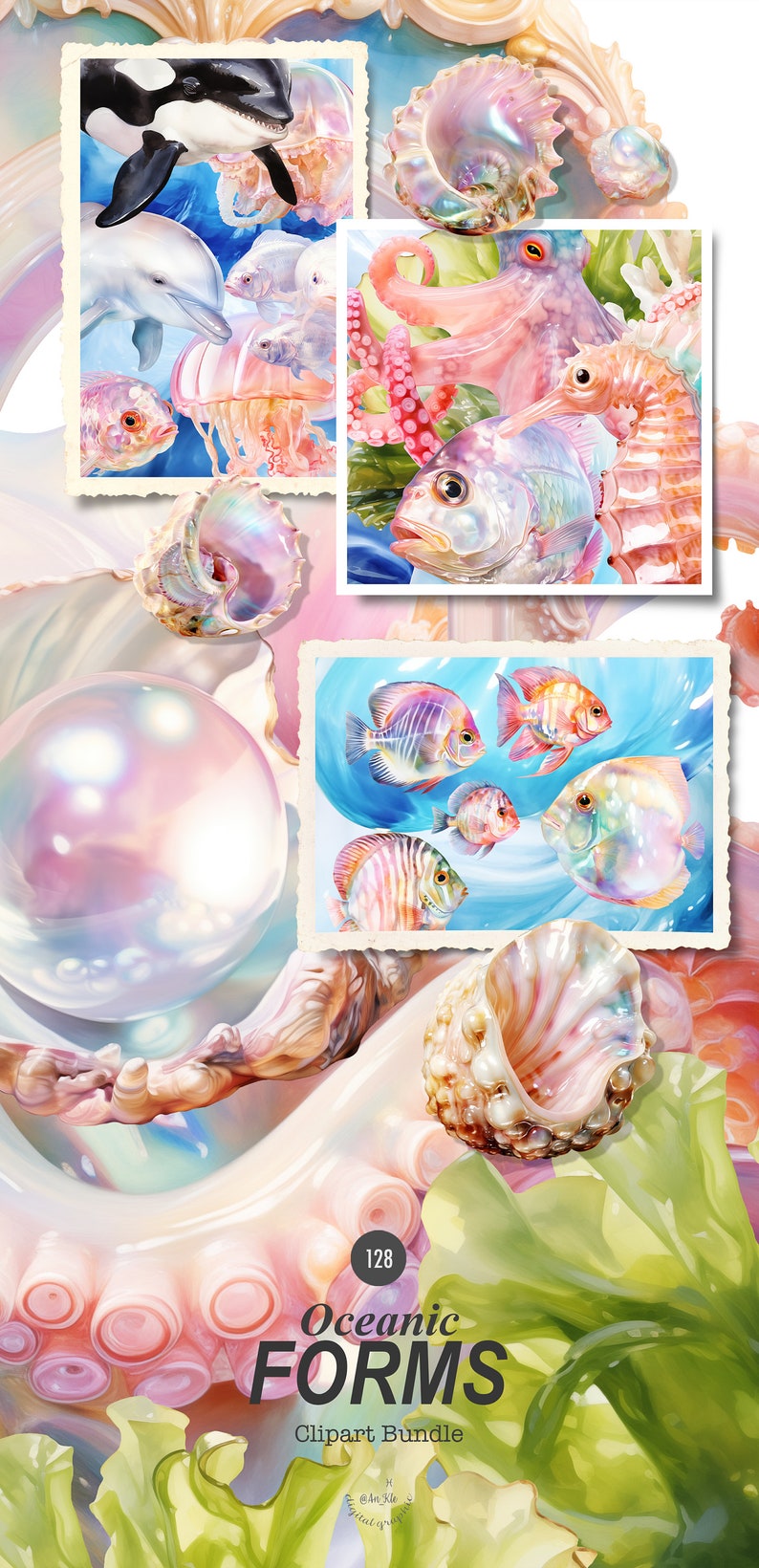 Ocean Clipart Bundle Digital Download, Summer Tropical Images, Marine ...