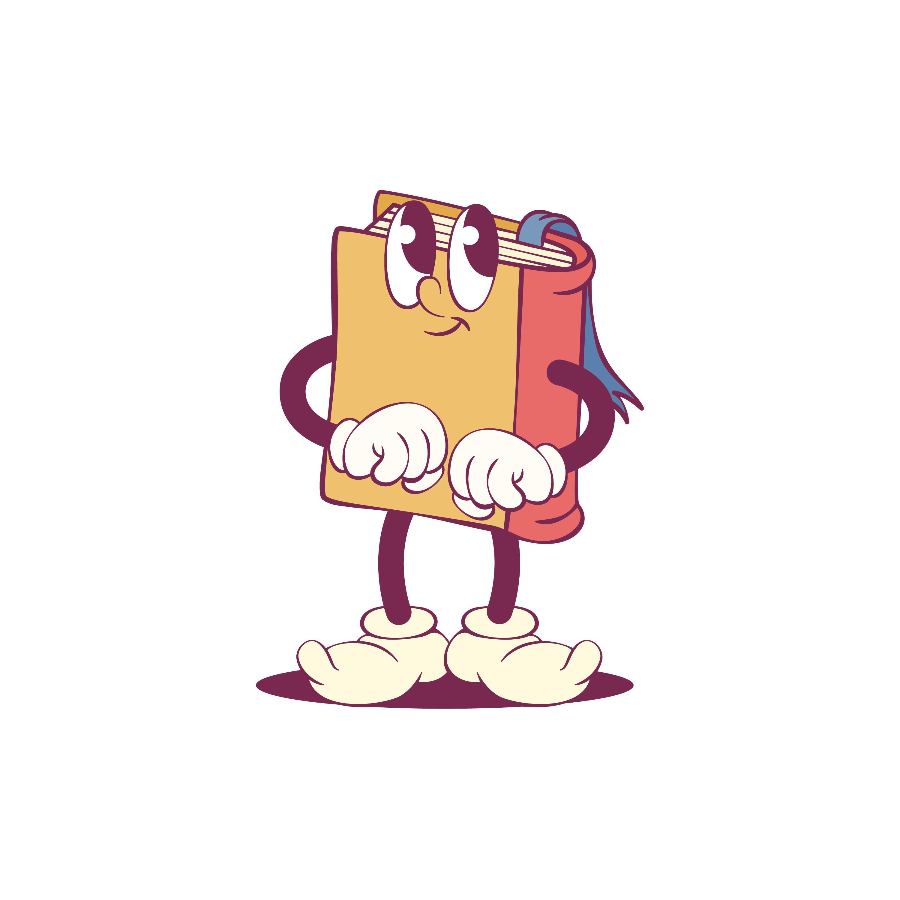 Retro Groovy Book Mascot Creation Kit EPS, PNG, Mascot Parts, Book ...