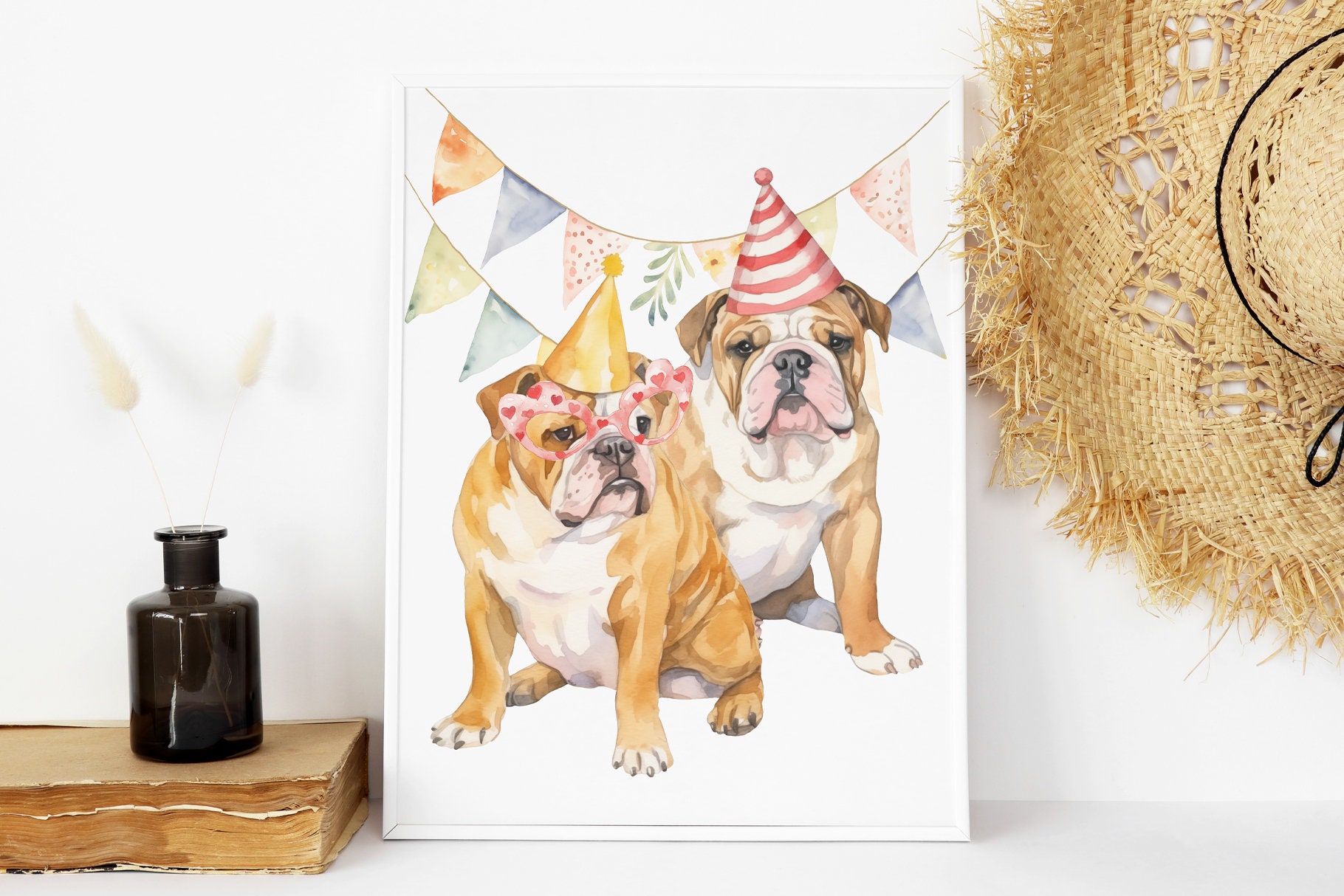 Birthday Dog Breeds Bundle, Watercolor Party Dogs Clipart Png Digital ...