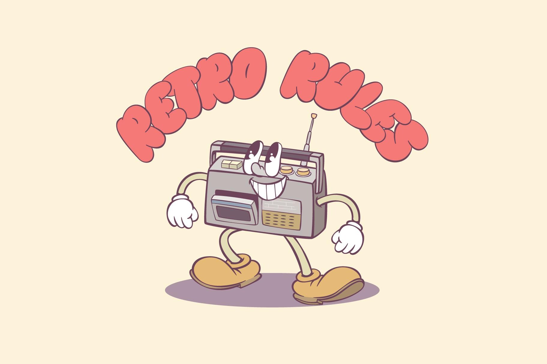 Tech Mascot Creation Kit Bundle, Retro Groovy Mascot Characters Creator ...