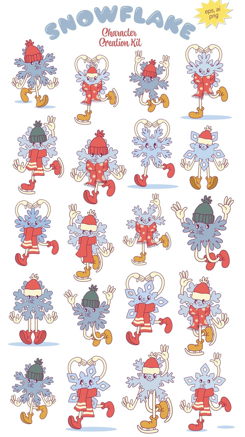 Retro Christmas Mascot Design, Snowflake Character Creator, Mascot ...