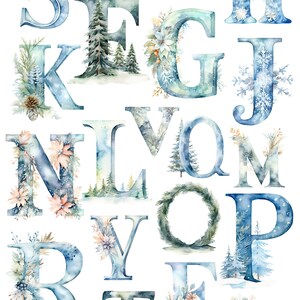 Winter Letters Clipart Png, Watercolor Frozen Christmas Alphabet, Xmas ...
