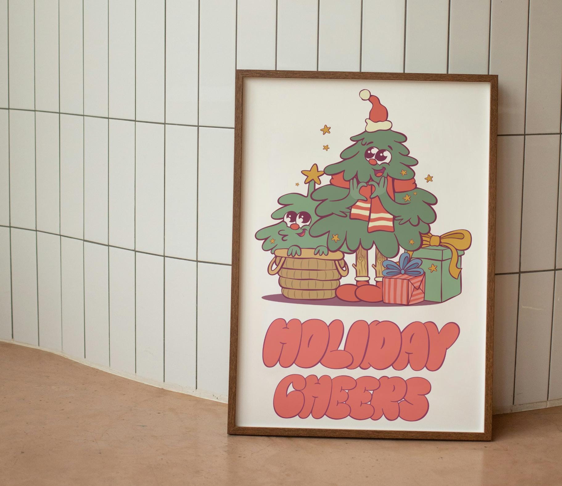 Christmas Tree Character Creation Kit, Retro Groovy Xmas Mascot ...