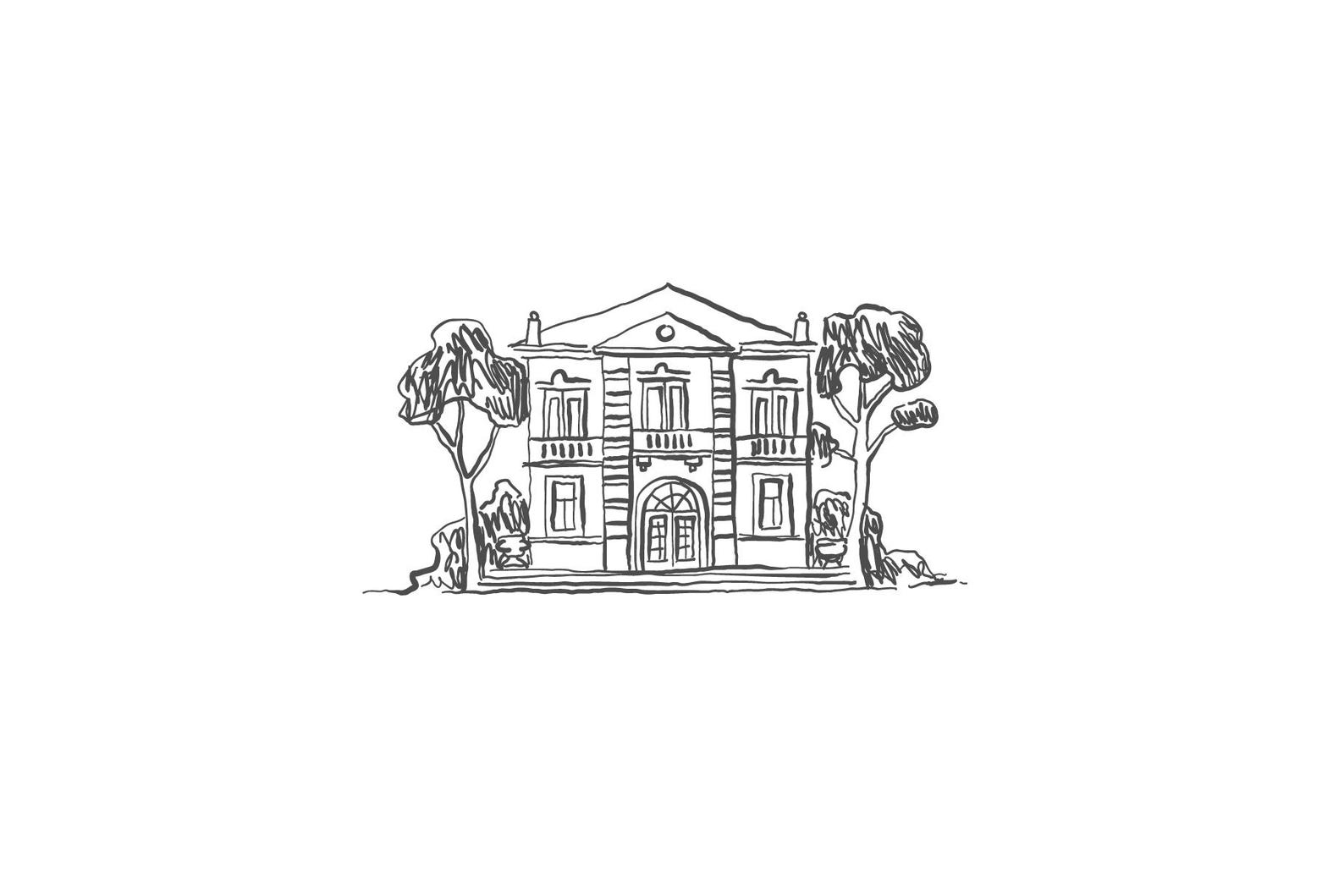 Hand-drawn Grand Manor Houses, Wedding Venue Sketch, Canva Tamplate ...