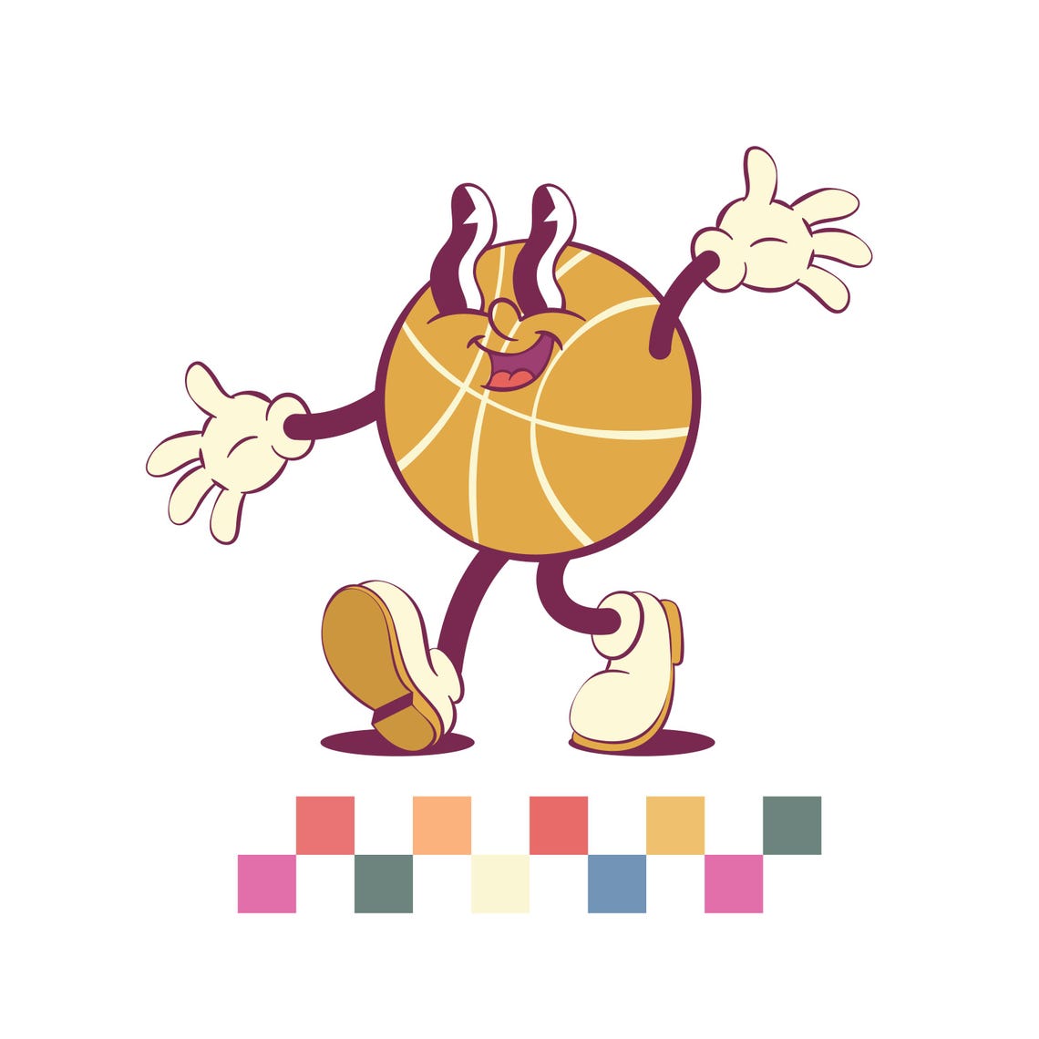 Retro Groovy Basketball Ball Mascot Creation Kit - EPS, PNG, Mascot ...