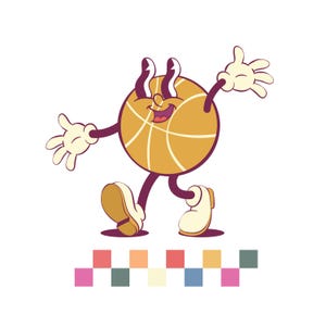 Retro Groovy Basketball Ball Mascot Creation Kit - EPS, PNG, Mascot ...