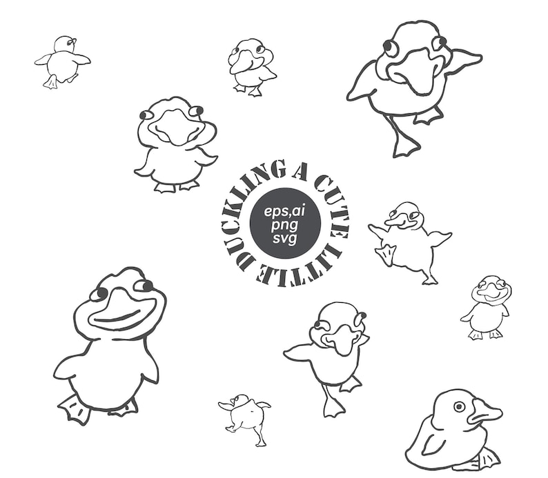 Minimalist Duck Line Art, Cute Hand Drawn Doodle Ducks, Funny Tattoo ...
