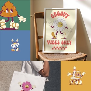 Mascot Creation Kit Bundle, Retro Groovy Mascot Characters Creator ...