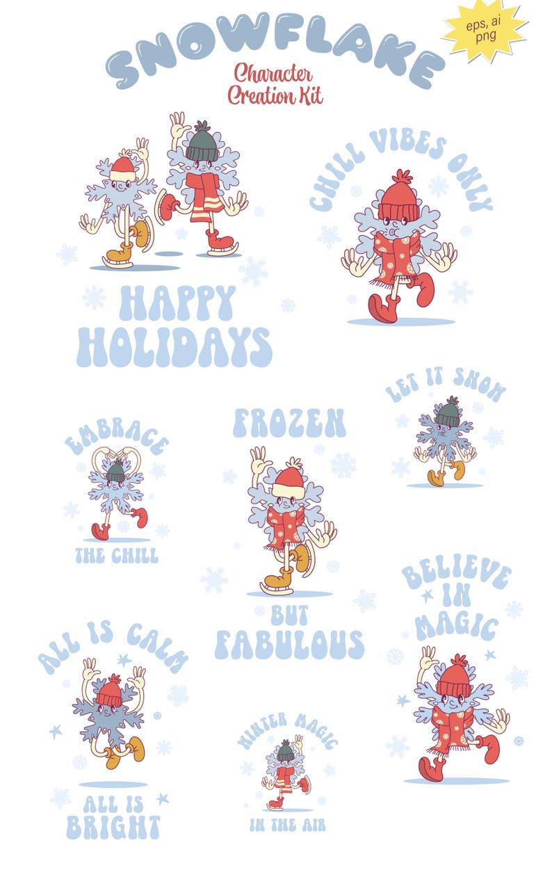 Retro Christmas Mascot Design, Snowflake Character Creator, Mascot ...