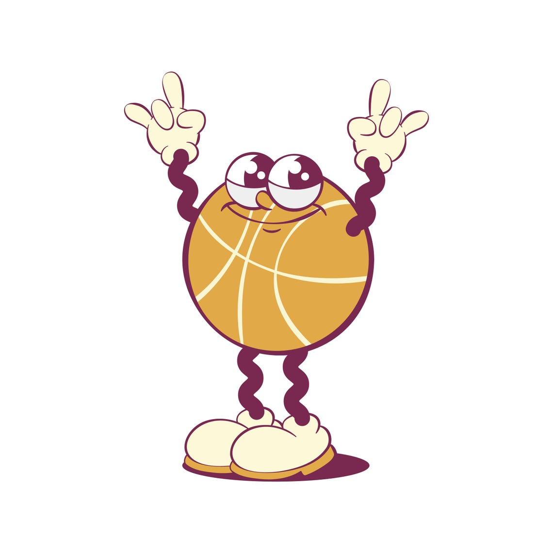 Retro Groovy Basketball Ball Mascot Creation Kit - EPS, PNG, Mascot ...