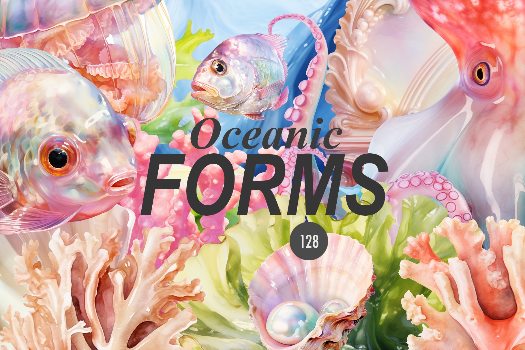 Ocean Clipart Bundle Digital Download, Summer Tropical Images, Marine ...