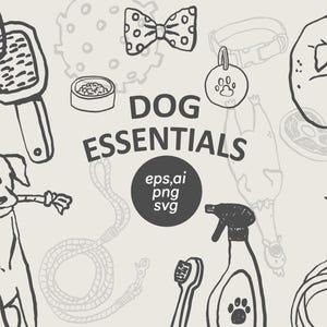 Dog Essentials Doodles, Pet Accessories Design Elements (svg, Png, Eps ...