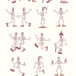 Retro Groovy Skeleton Creation Kit, Retro Halloween, Skeleton Bones ...