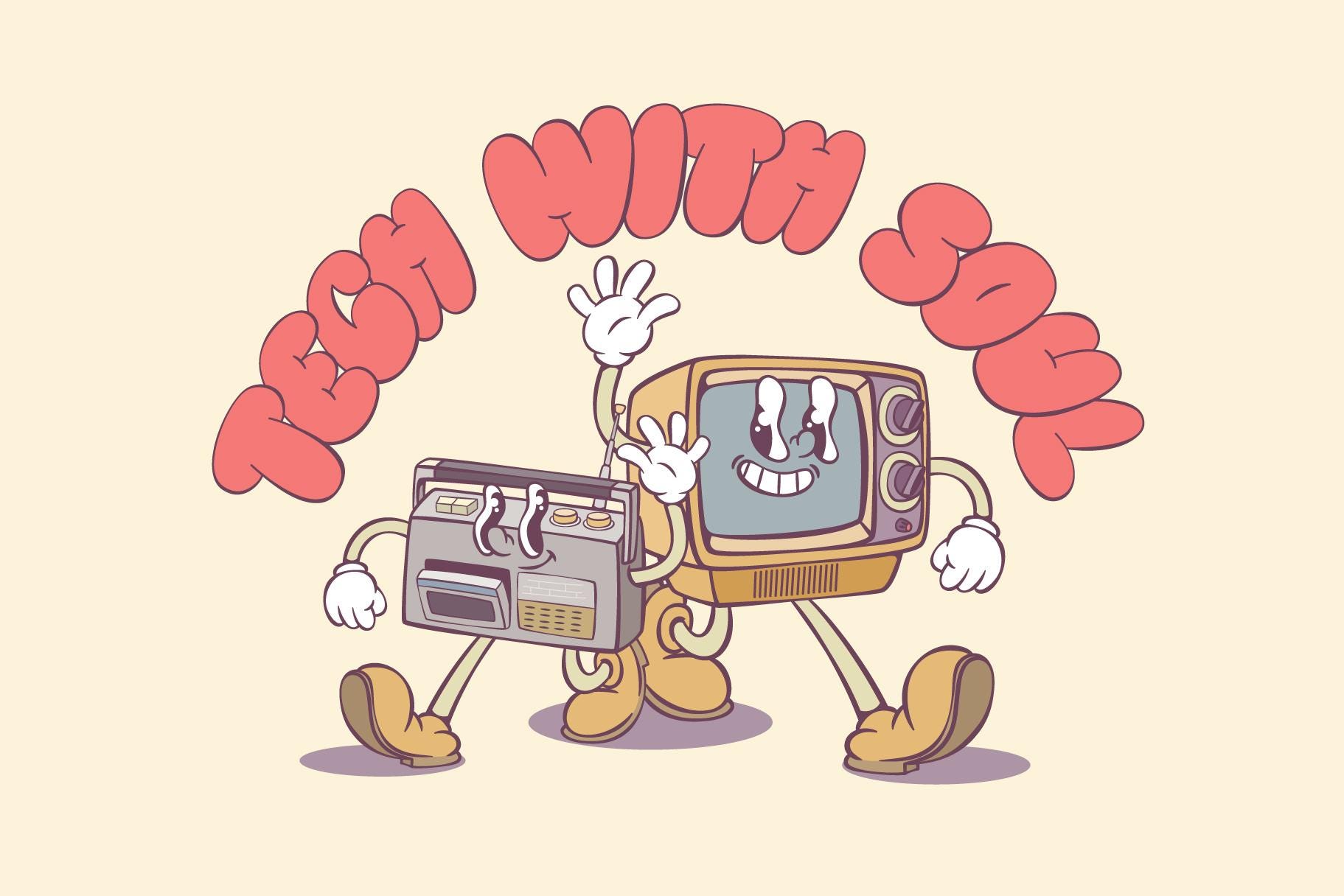 Tech Mascot Creation Kit Bundle, Retro Groovy Mascot Characters Creator ...