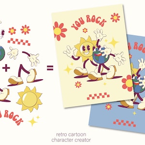 Mascot Creation Kit Bundle, Retro Groovy Mascot Characters Creator ...