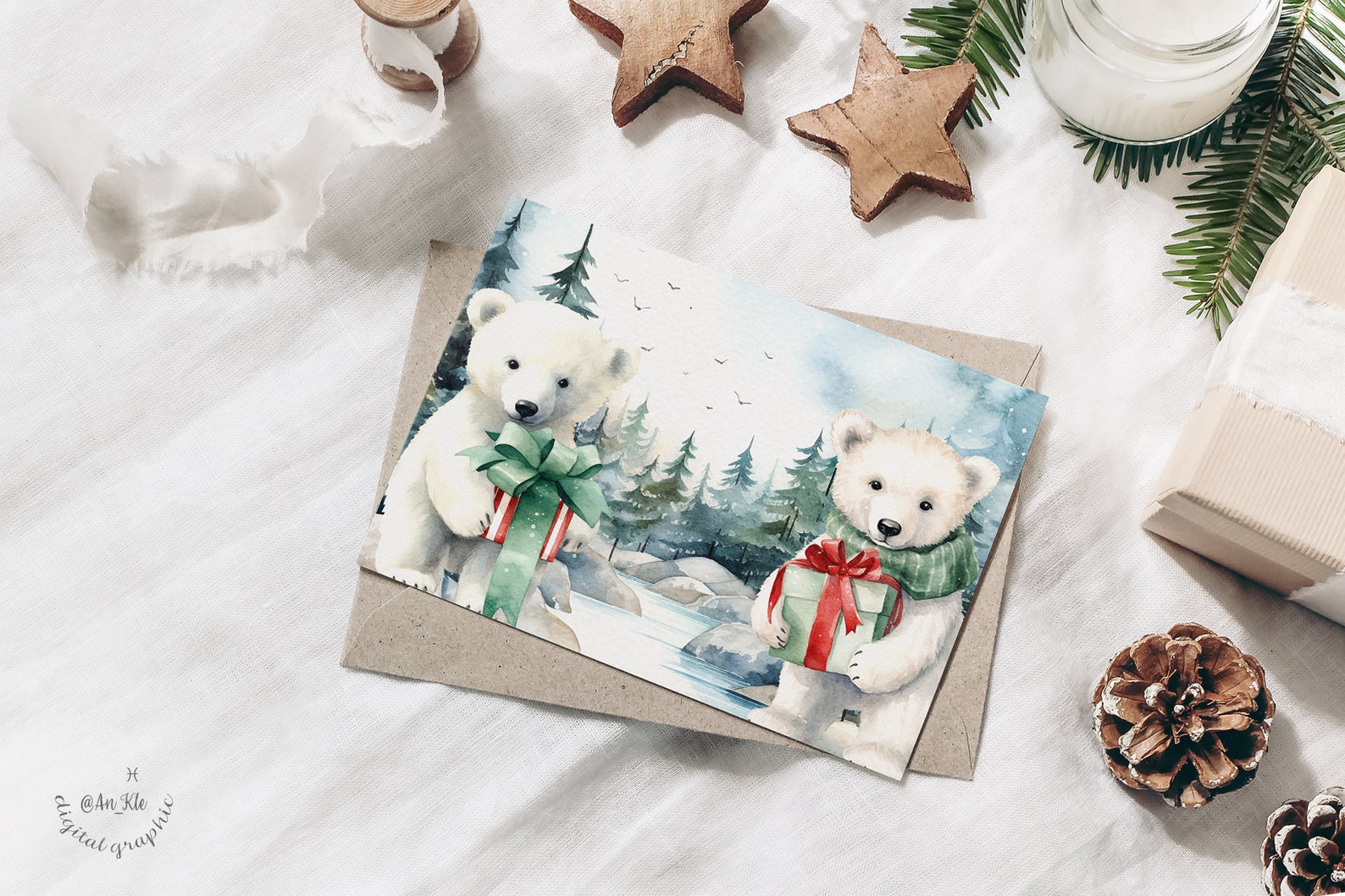 Polar Christmas Clipart Png Digital Download, Watercolor Winter ...