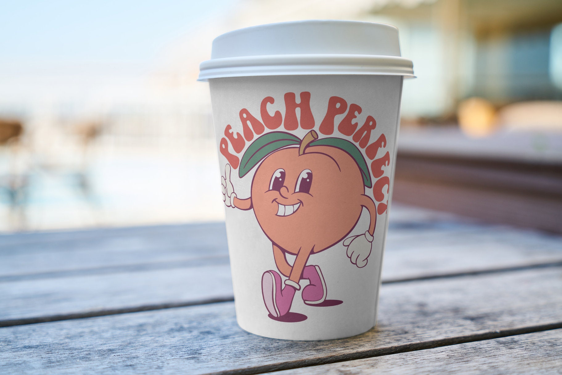 Peach Retro Groovy Mascot Clipart Download, Just Peachy Sublimation ...