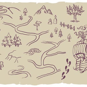 Vintage Hand Drawn Map Creator Kit, Fantasy Clipart (digital Download ...